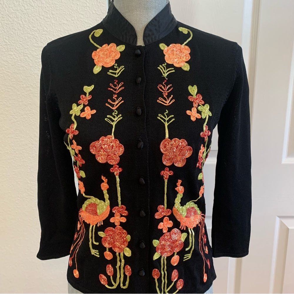 Ballinger Gold Size S Black Sweater With Stunning Pea… - Gem